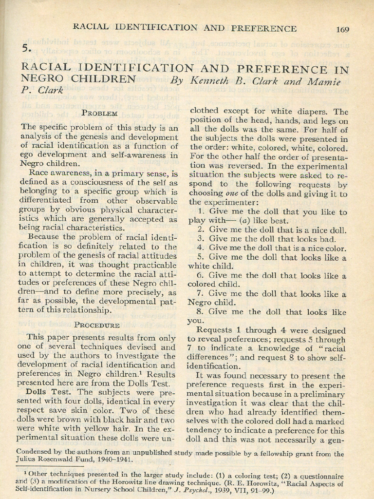 Doll - Study Clark y Clark.1947 | PDF