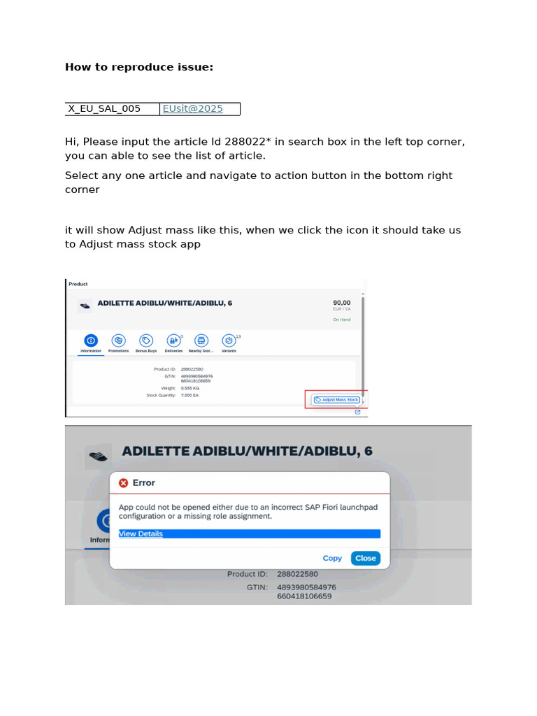 How to reproduce issue sit | PDF
