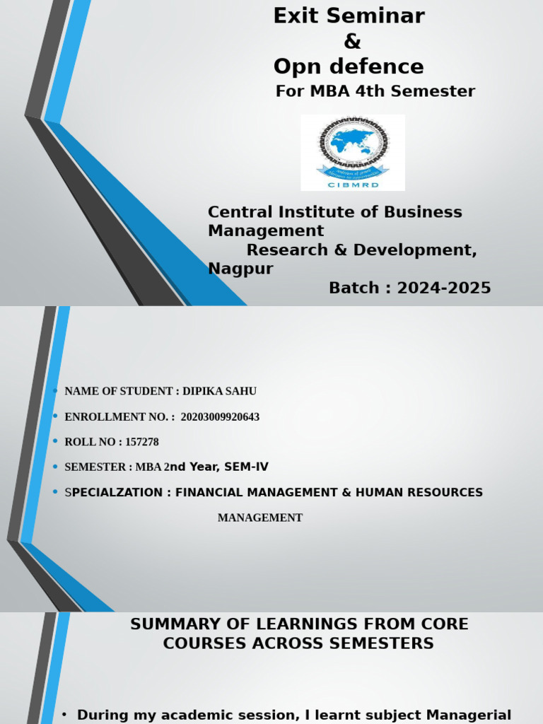Dipika Sahu Exit Seminar | PDF | Risk | Knowledge