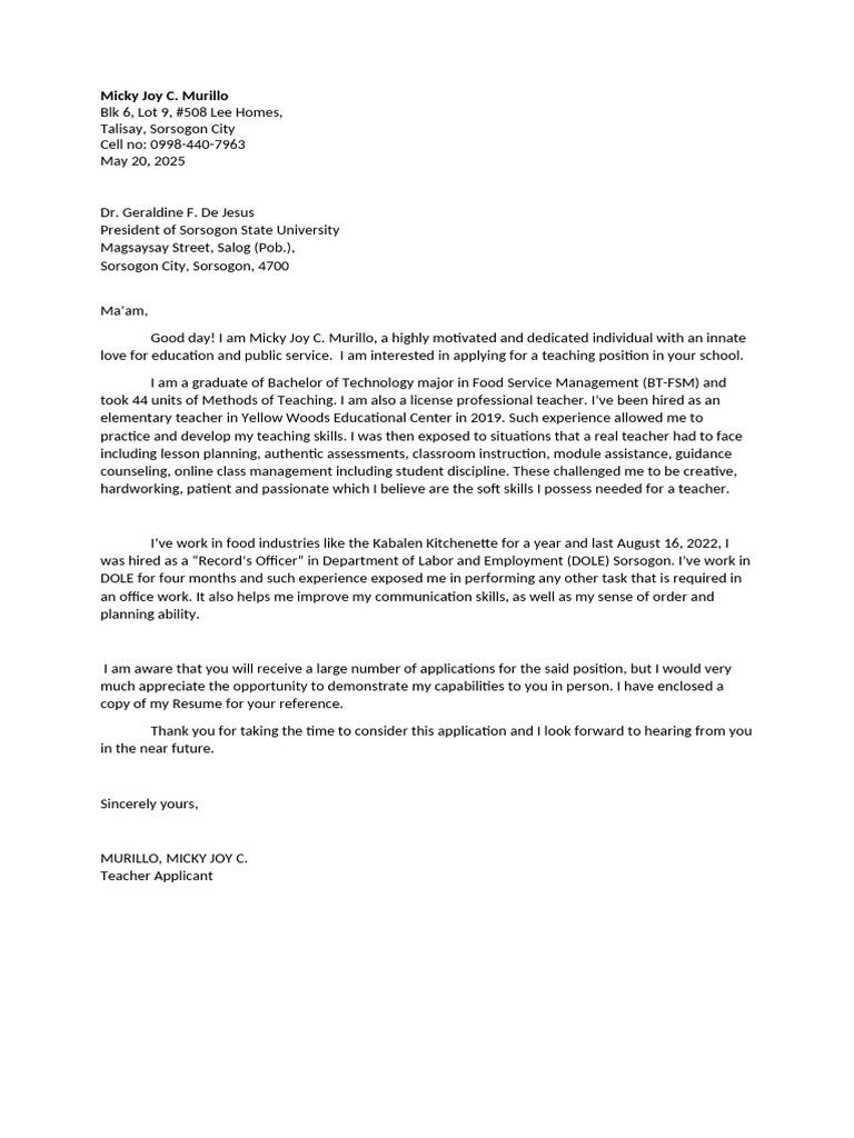 Application-Letter DO Province | PDF