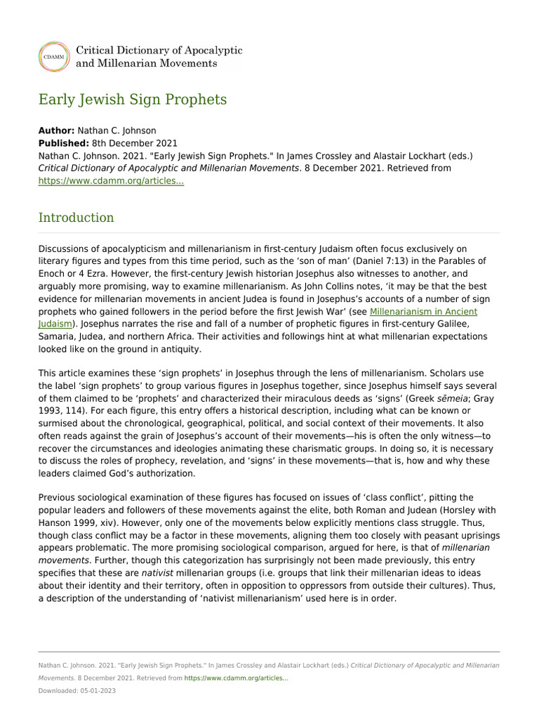 31519-Early-Jewish-Sign-Prophets - TEUDAS | PDF | Josephus | Samaritans