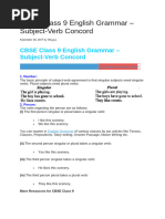 Class Ix - English - Subject Verb Concord Notes | PDF | Plural | Verb