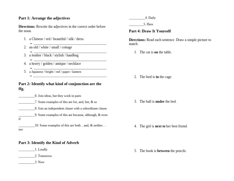 Eng9-10 Parts of Speech - Assessment | PDF