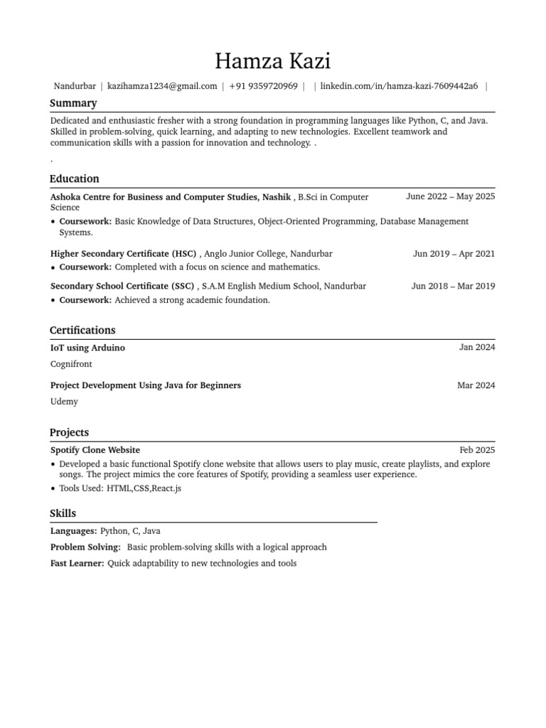 RenderCV EngineeringResumes Theme 1 | PDF