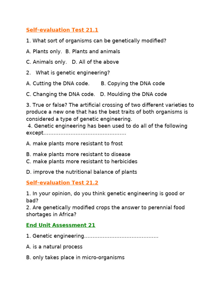 Genetic Engineering and GMOs: Key Concepts | PDF | Genetic Engineering ...