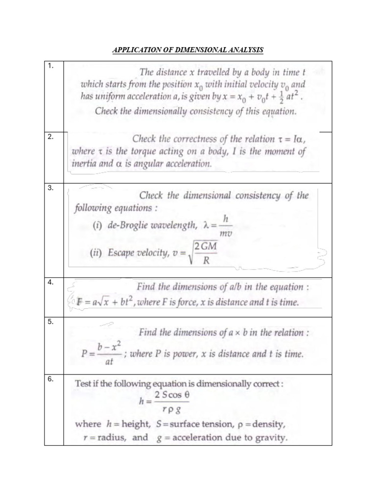 Application of Dimensional Analysis 1 | PDF