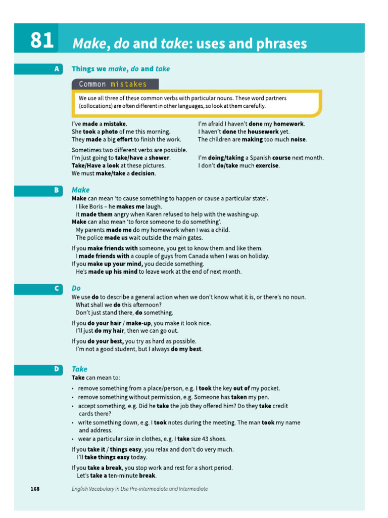 Collocations - Make, Do, Take | PDF