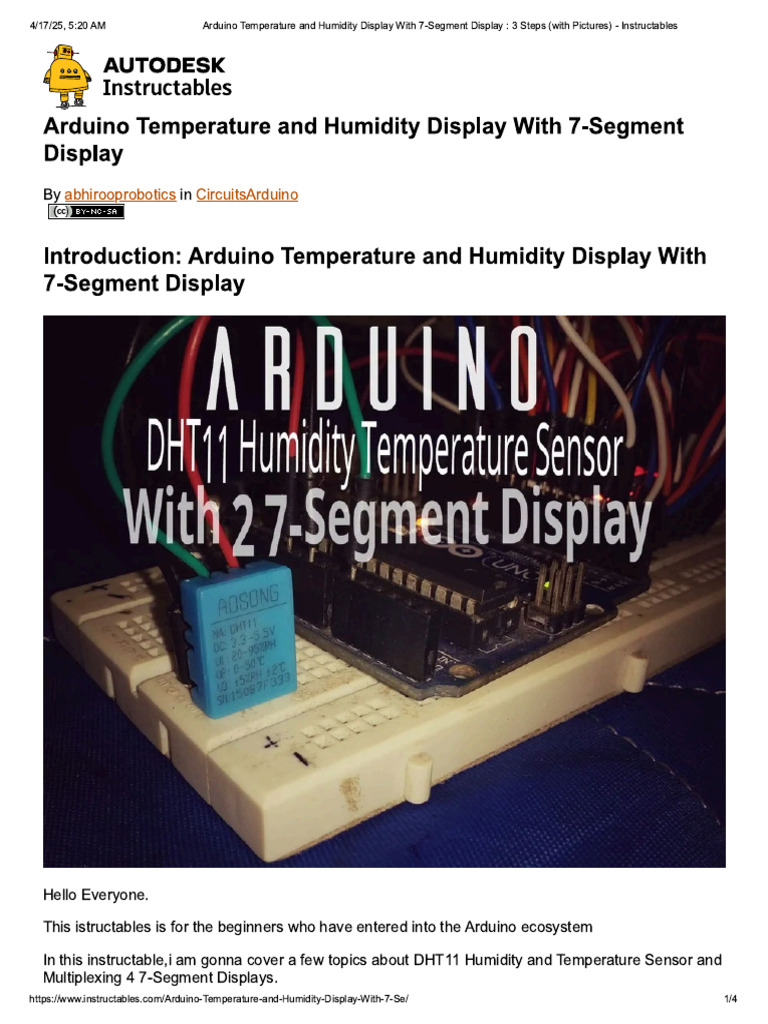 Arduino Temperature and Humidity Display | PDF