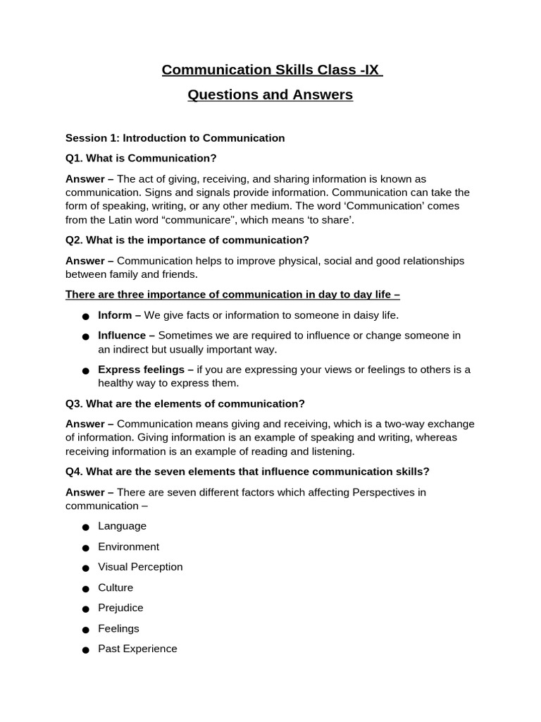 Class - IX Communication Skills and Self-Management Skills | PDF | Verb ...