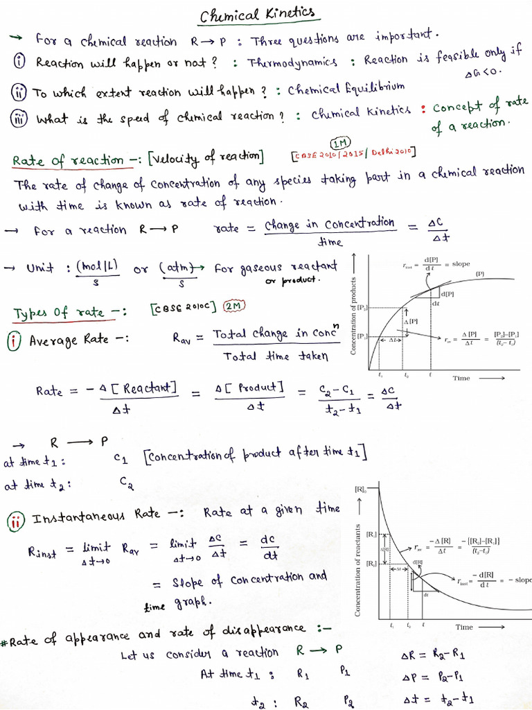 Chemical Kinetics - Notes Final | PDF