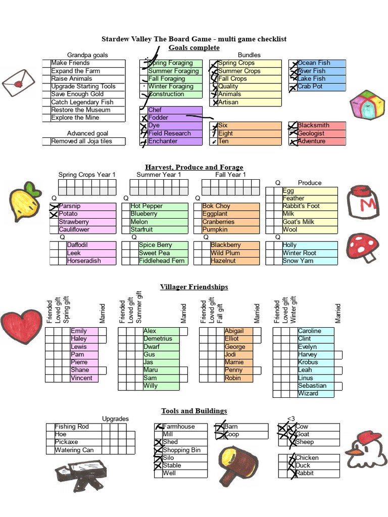 Stardew Valley Board Game Checklist | PDF | Foods | Cuisine