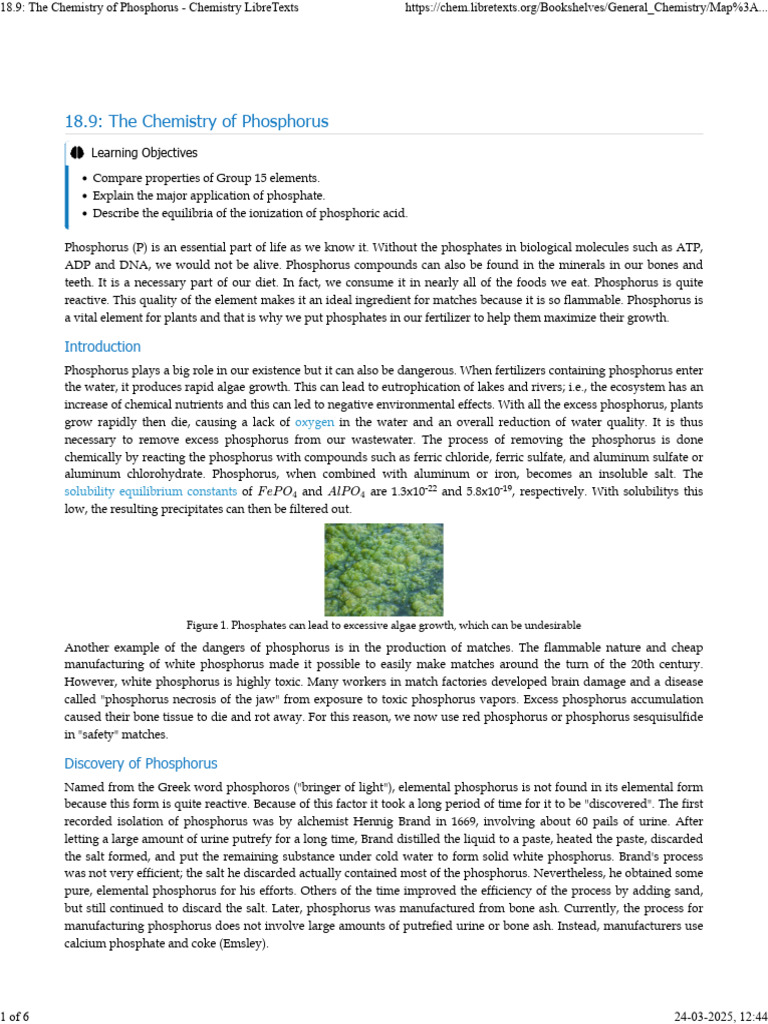 Chemistry and Functions of Phosphorus | PDF | Phosphorus | Phosphate