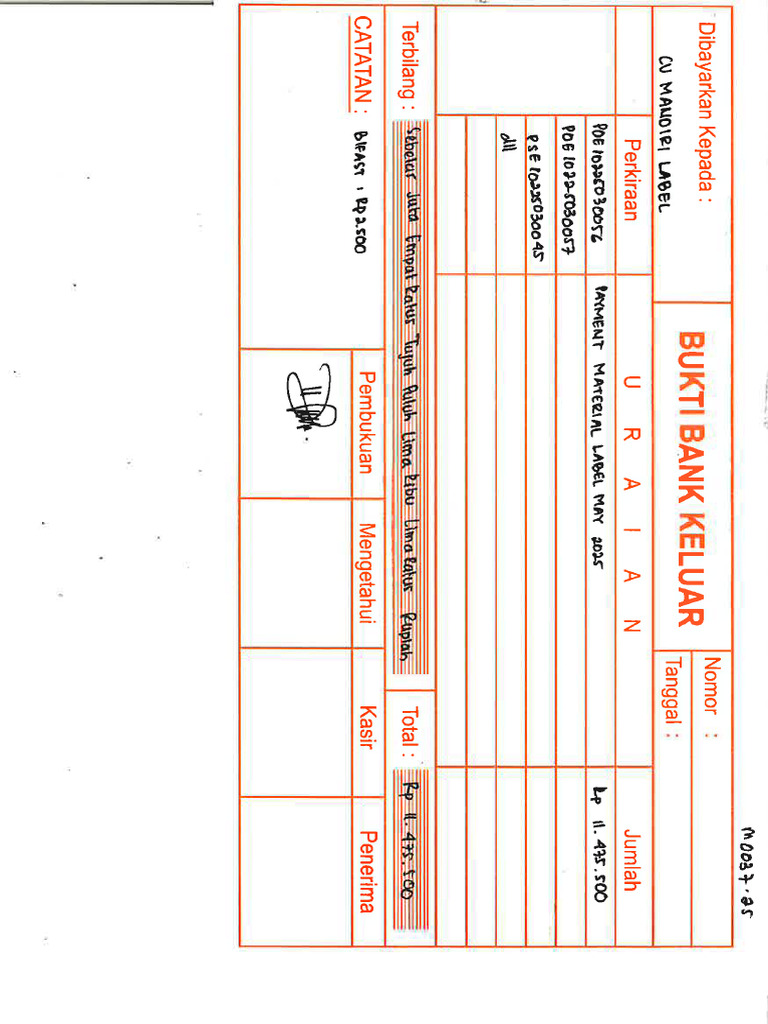 PRF Inv CV Mandiri Label-May 2025 (Poe Esg 1) | PDF