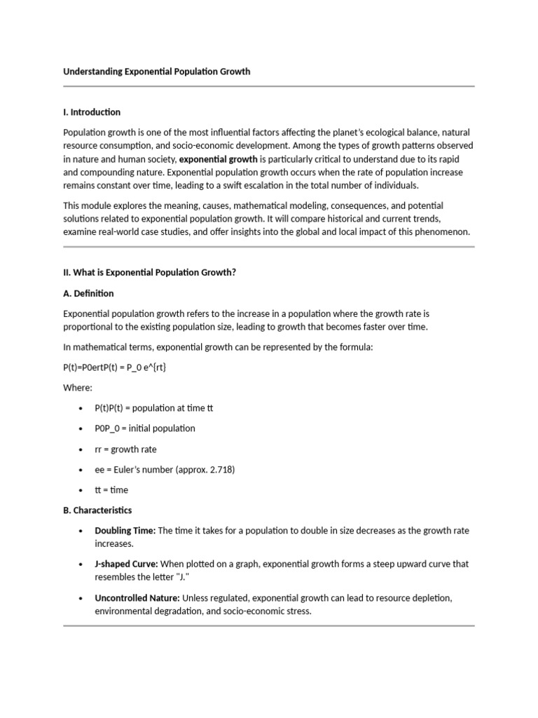 Understanding Exponential Population Growth | PDF | Population Growth ...