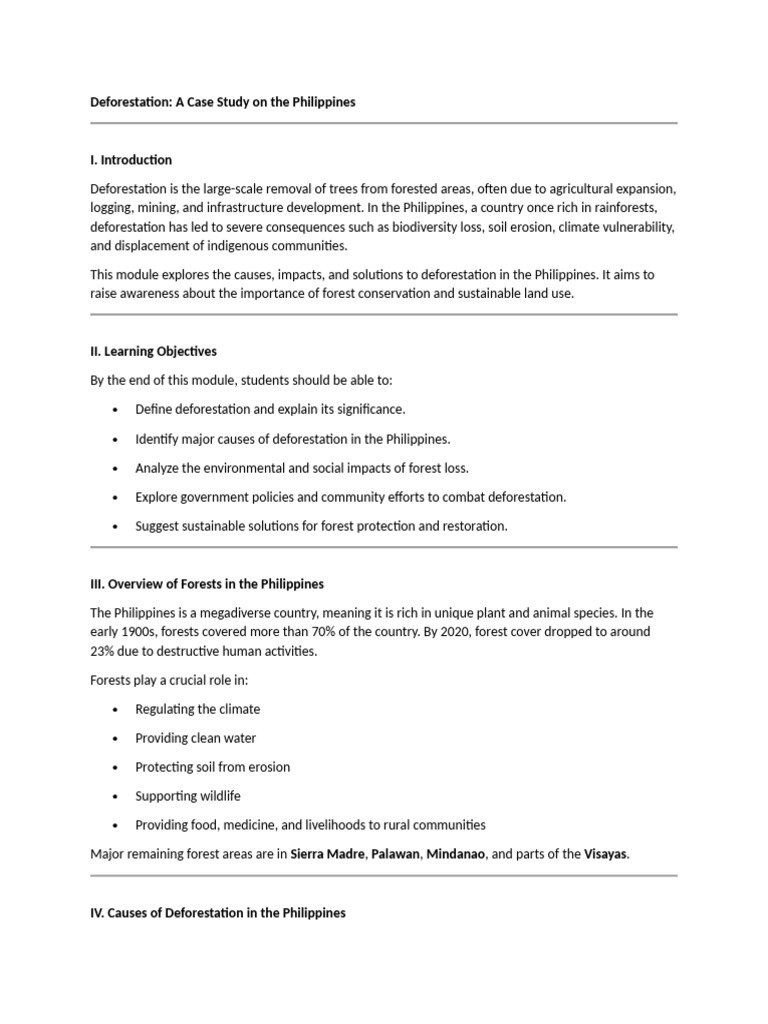 Deforestation Case Study: Philippines | PDF | Deforestation | Forests