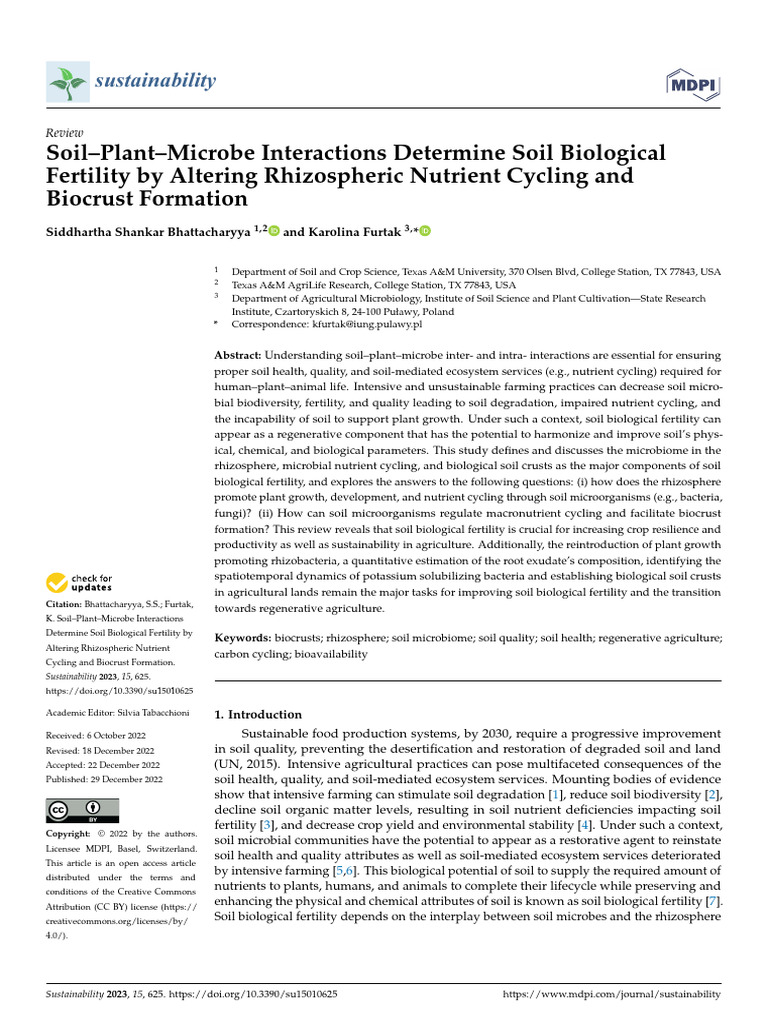 Soil Plant Microbe Interactions Determine Soil Biological Fertility by Altering Rhizospheric ...