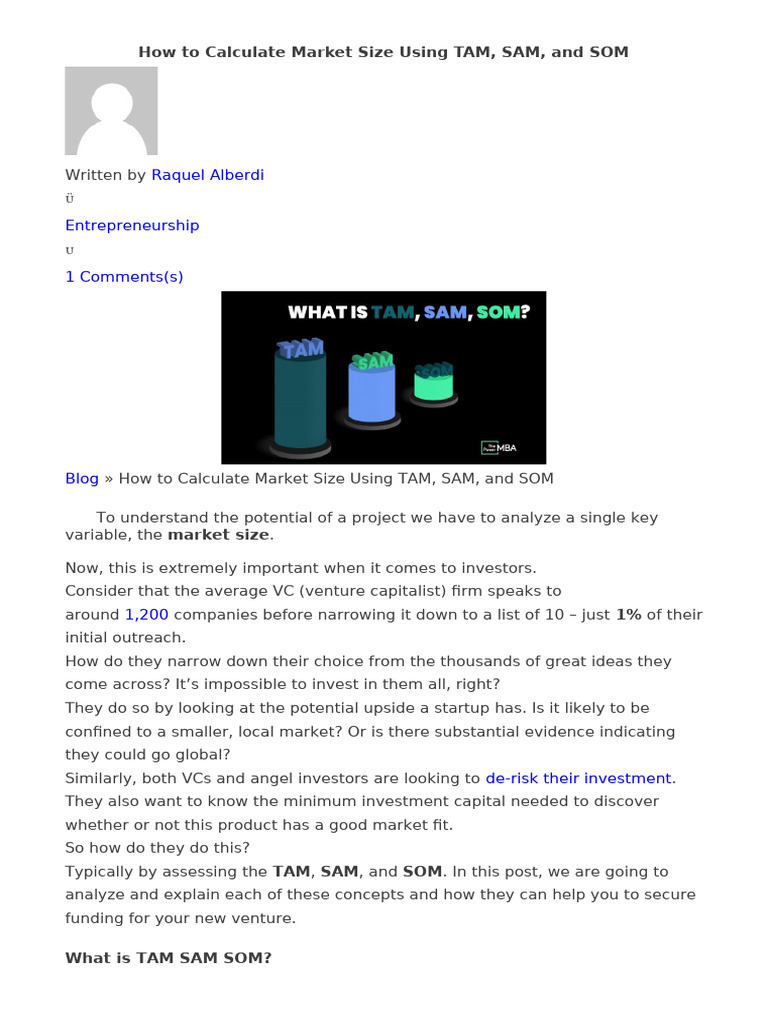 Calculate Market Size: TAM, SAM, SOM Guide | PDF | Feasibility Study ...