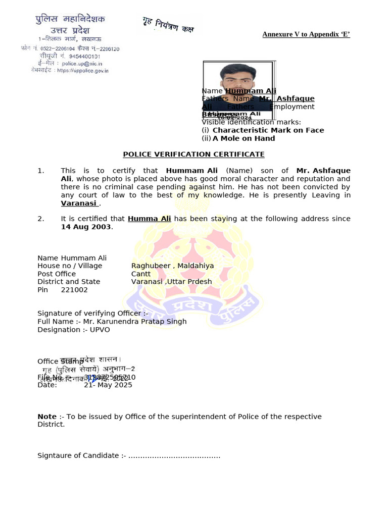9 Police Verification | PDF