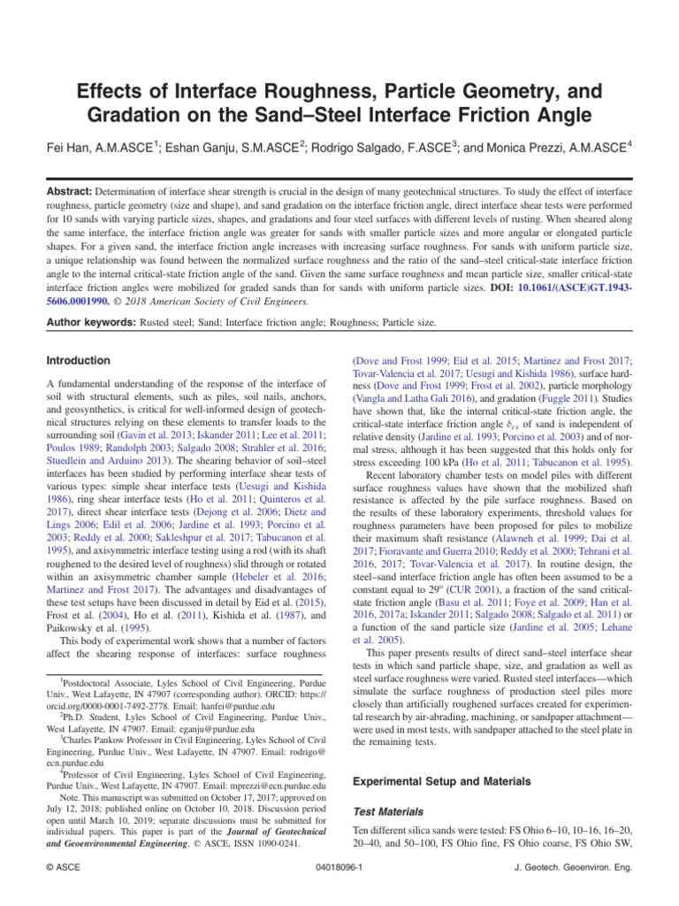 Effects of Interface Roughness, Particle Geometry | PDF | Geotechnical ...