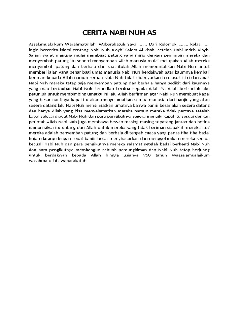 Kisah Nabi Nuh dan Kapalnya | PDF