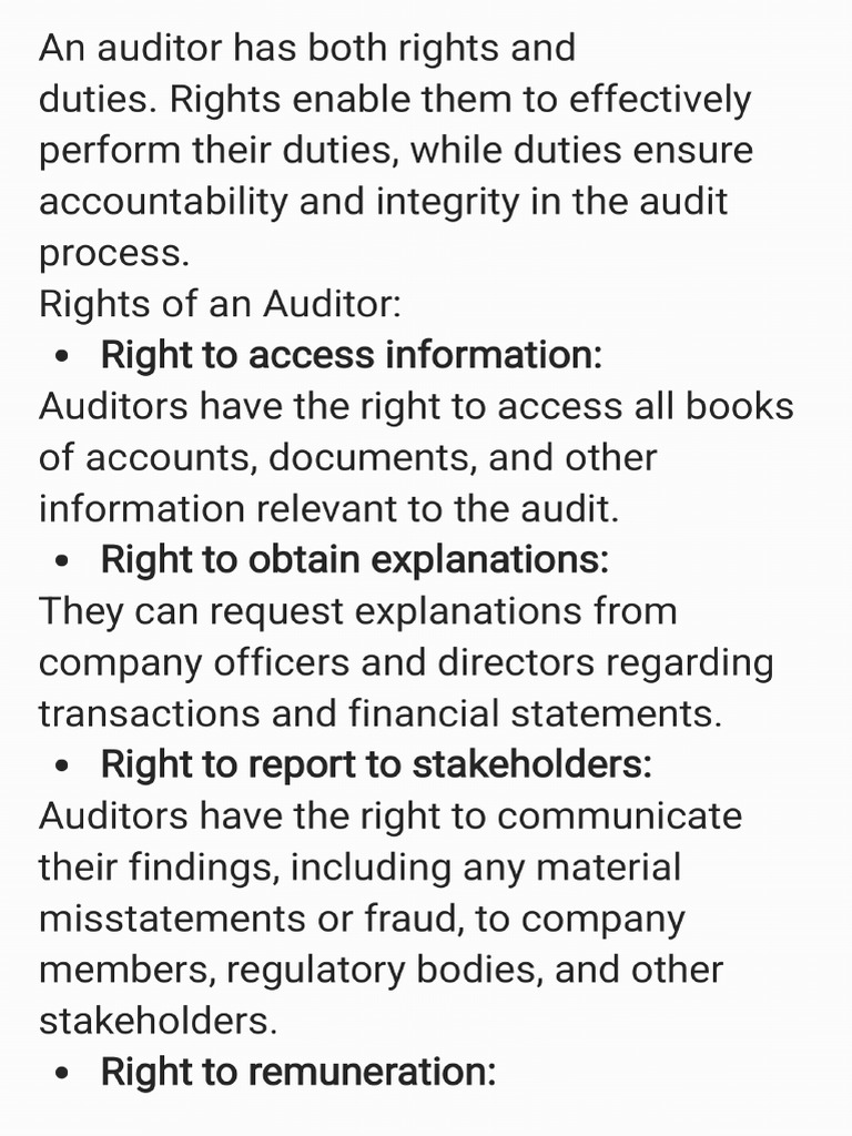 Rights Ans Duties Auditor | PDF