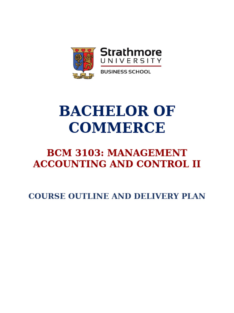 Management Accounting Course Outline | PDF | Pricing | Variance