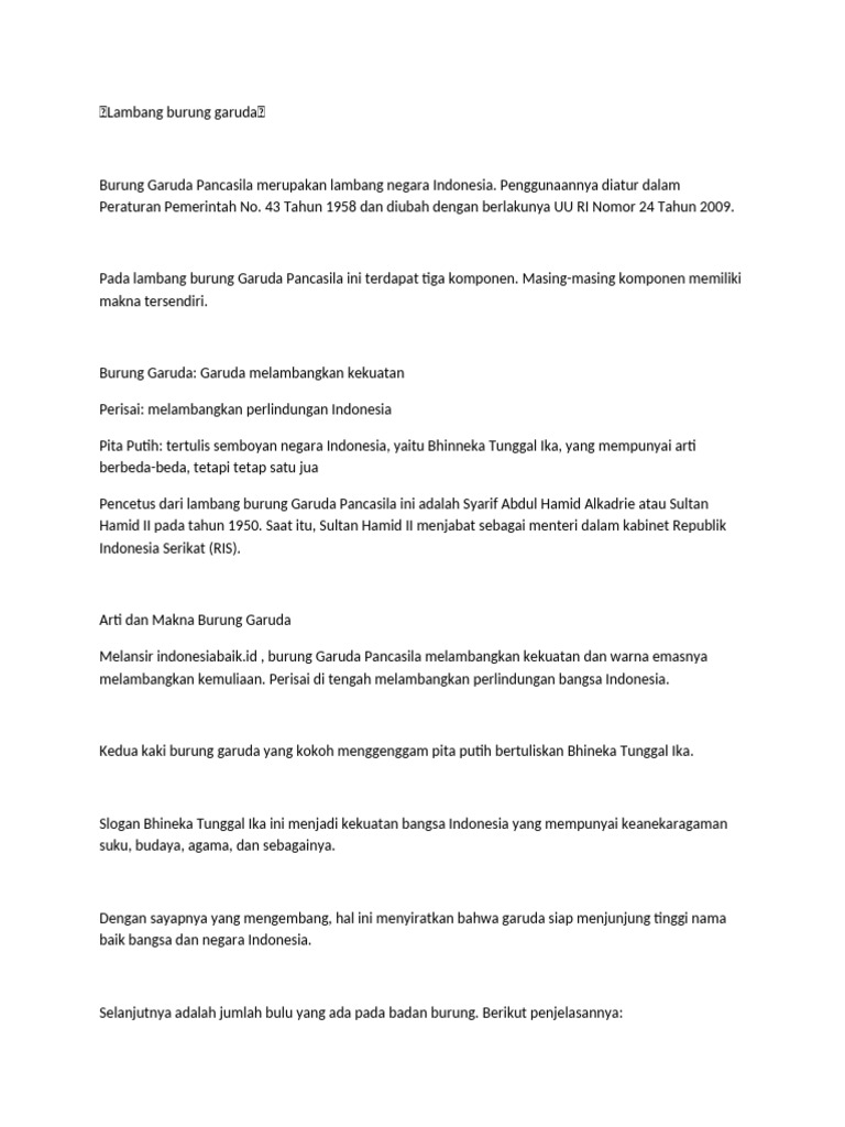 Makna Lambang Burung Garuda Pancasila | PDF