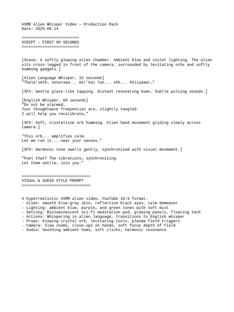 Asmr Alien Video Script | PDF
