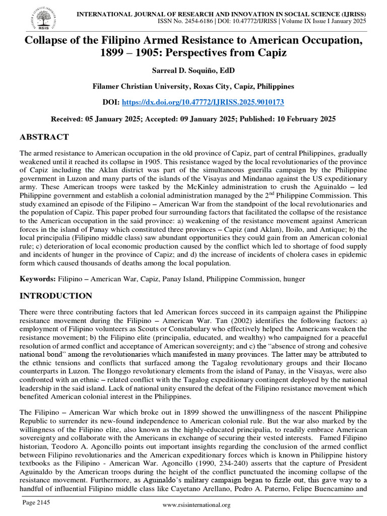 Collapse of Filipino Resistance, 1899-1905 | PDF | Philippines | Cholera