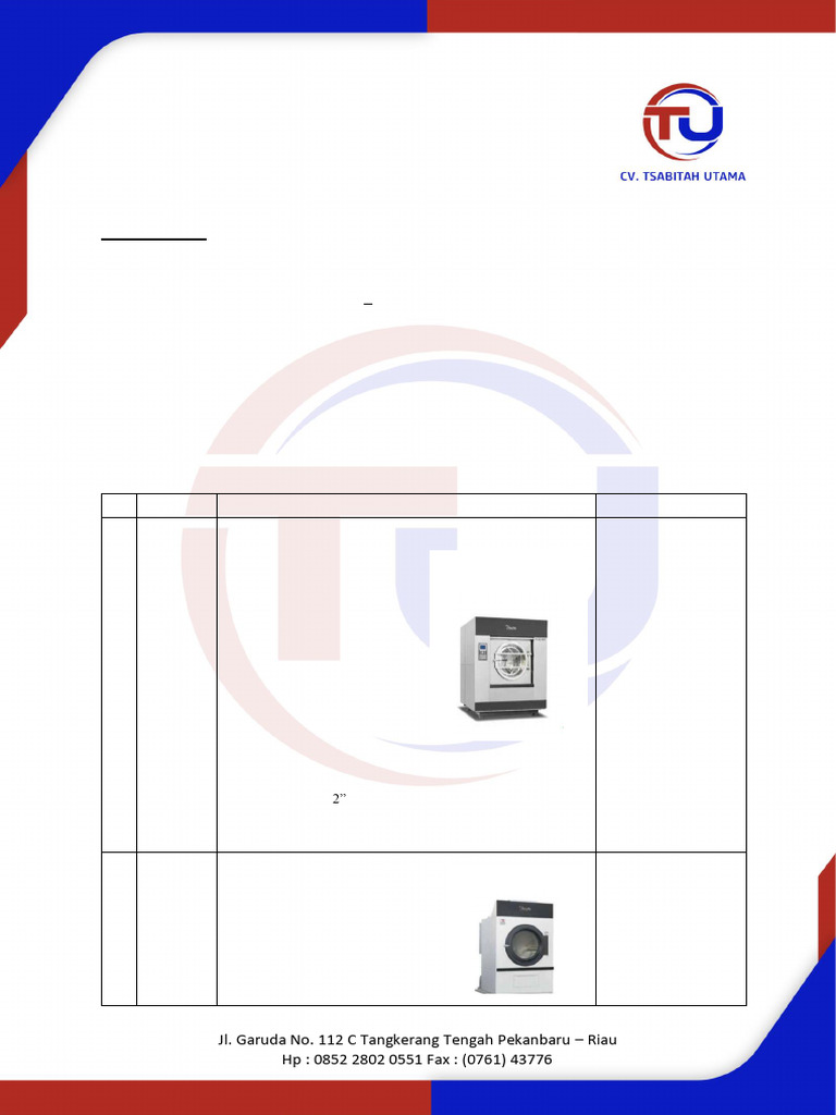 Penawaran Mesin Laundry Flying Fish Rs - Surya Insani Rokan Hulu | PDF