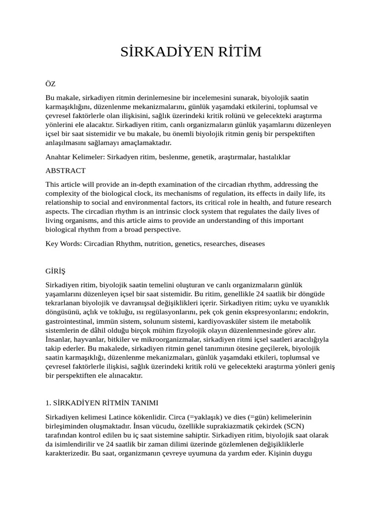 Sirkadiyen Ritim | PDF