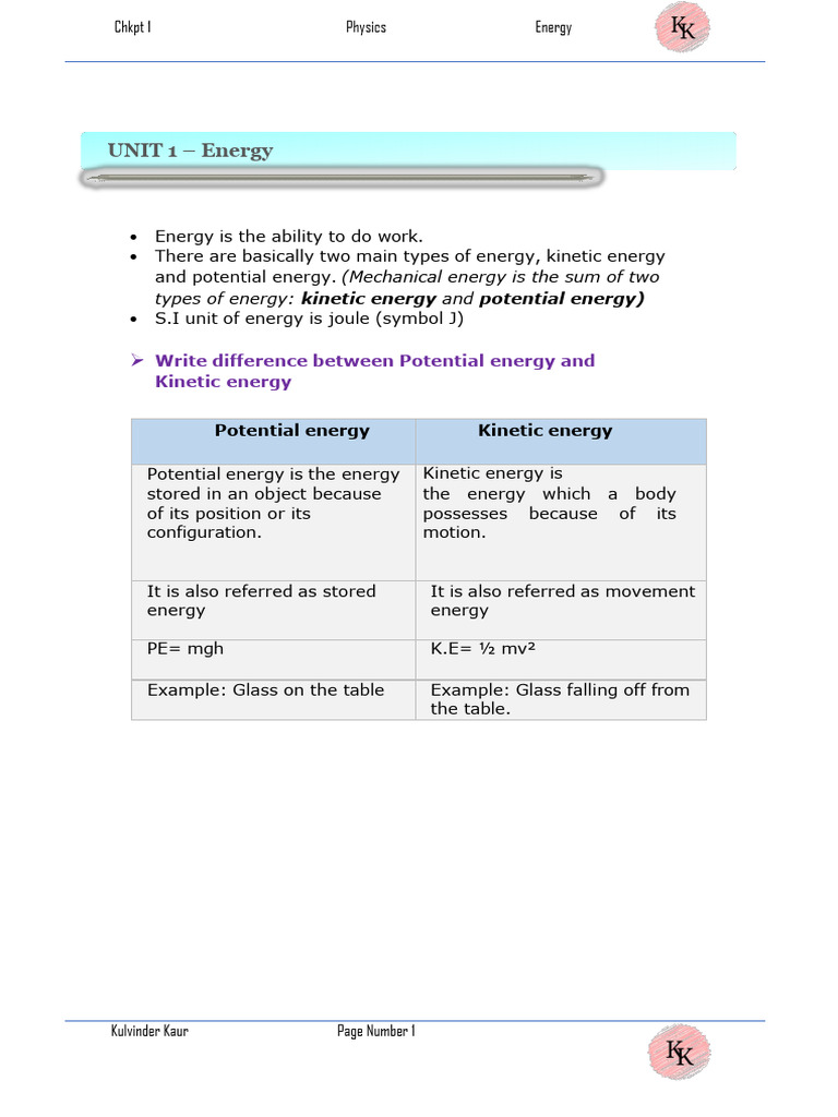 Types and Concepts of Energy in Physics | PDF | Potential Energy | Heat
