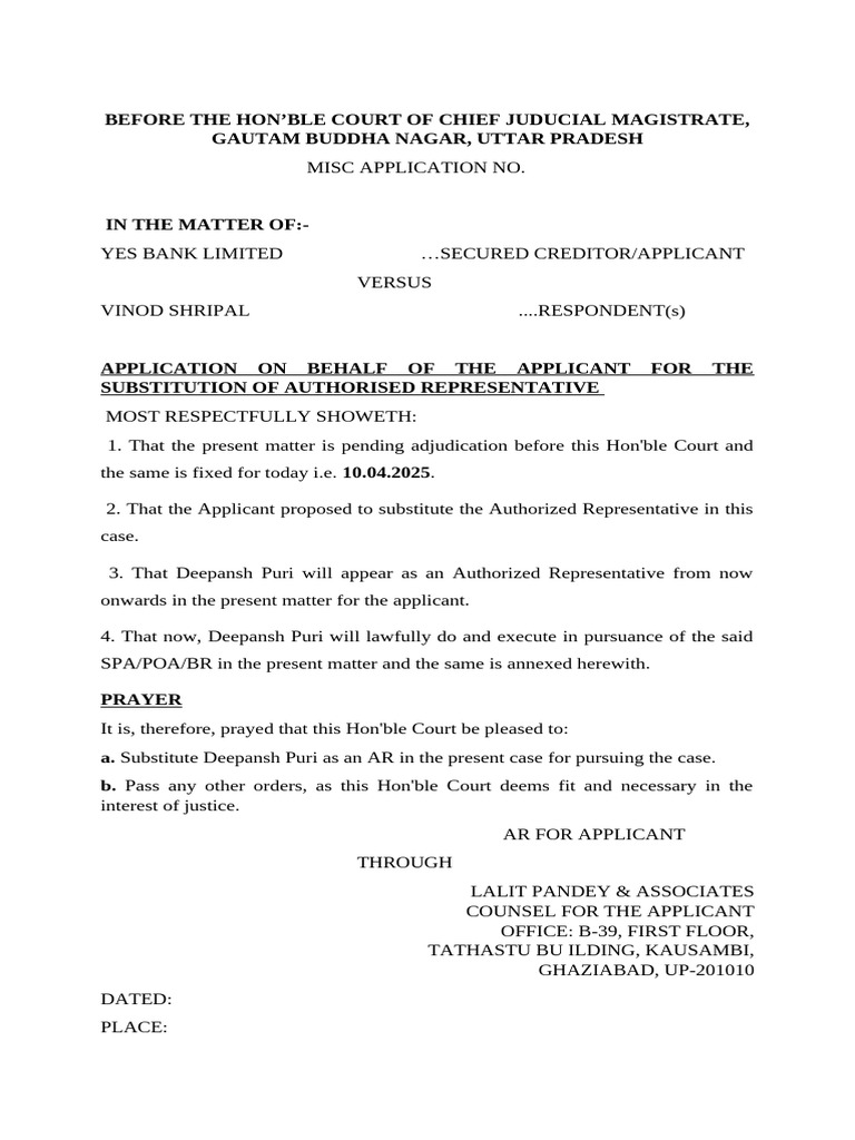 Application For Substitution of AR | PDF