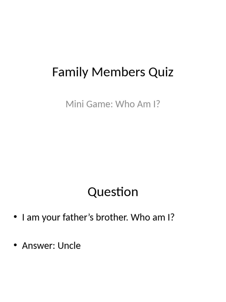 Family Members Quiz | PDF