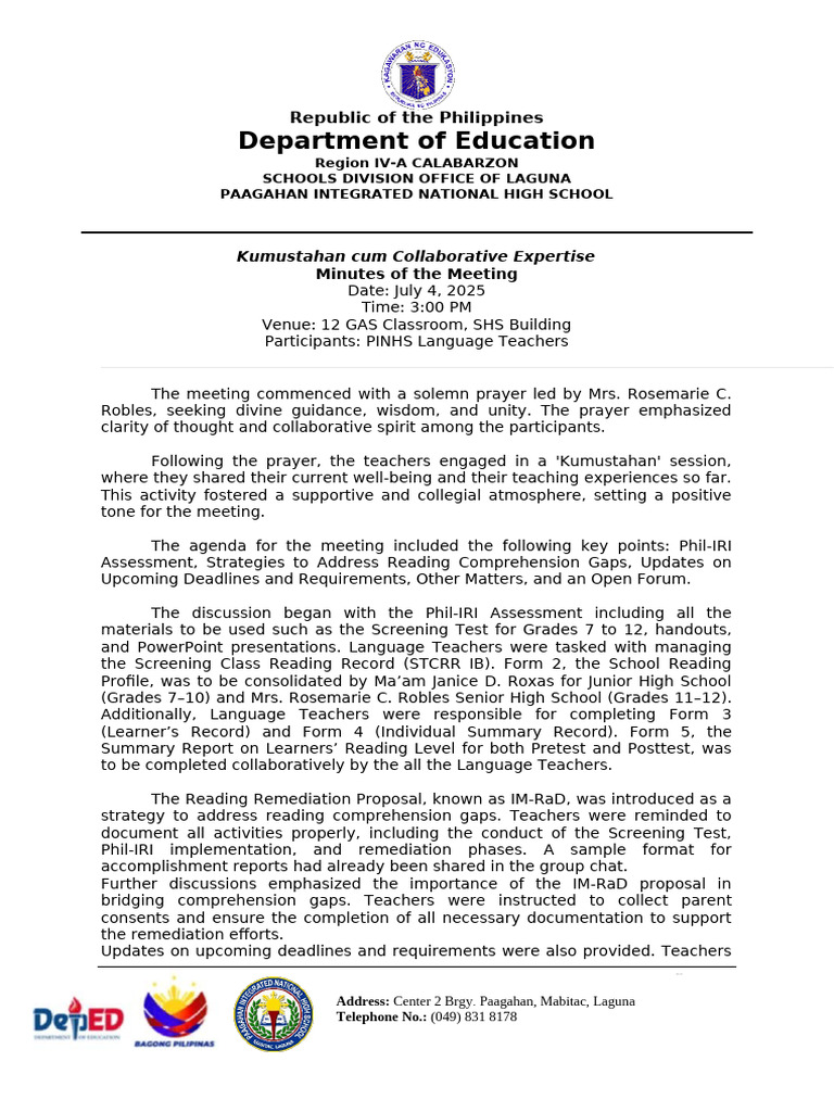 Updated-Letterhead of Pinhs | PDF | Human Communication | Behavior ...