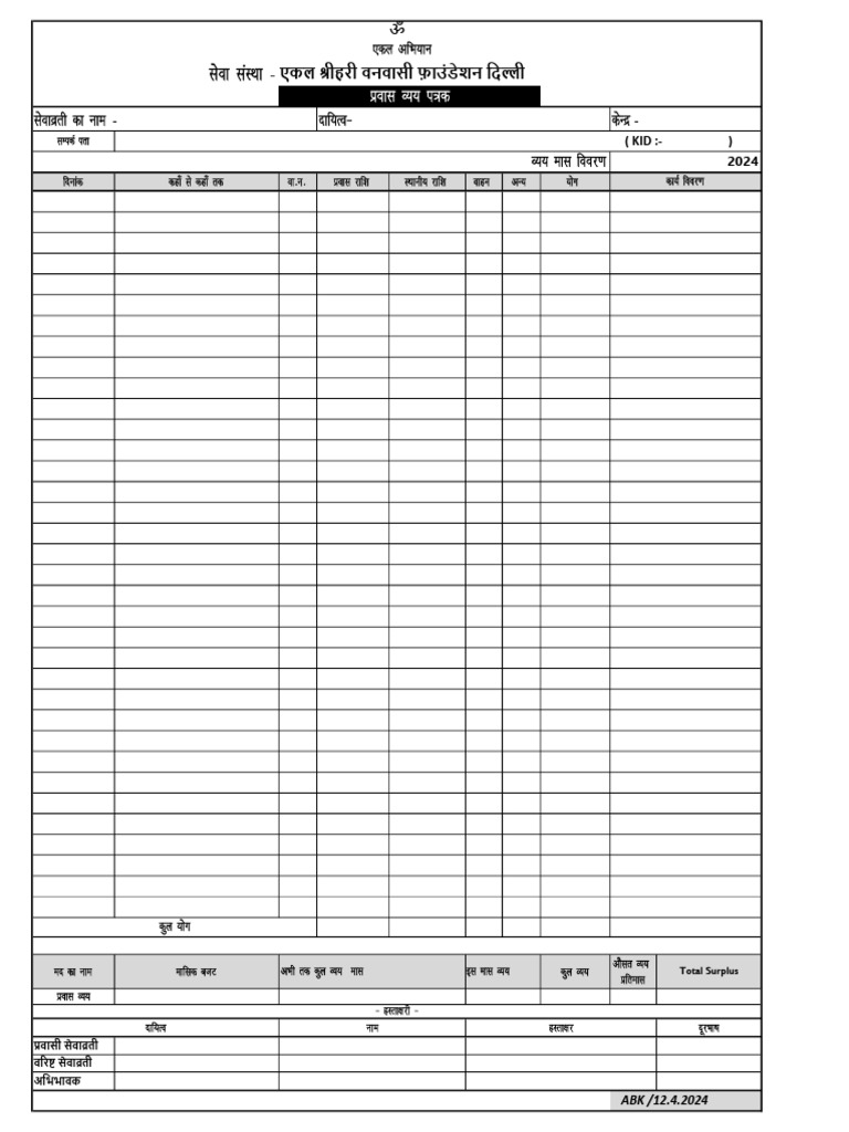 Revised Masik Vyay Patrak NEW | PDF