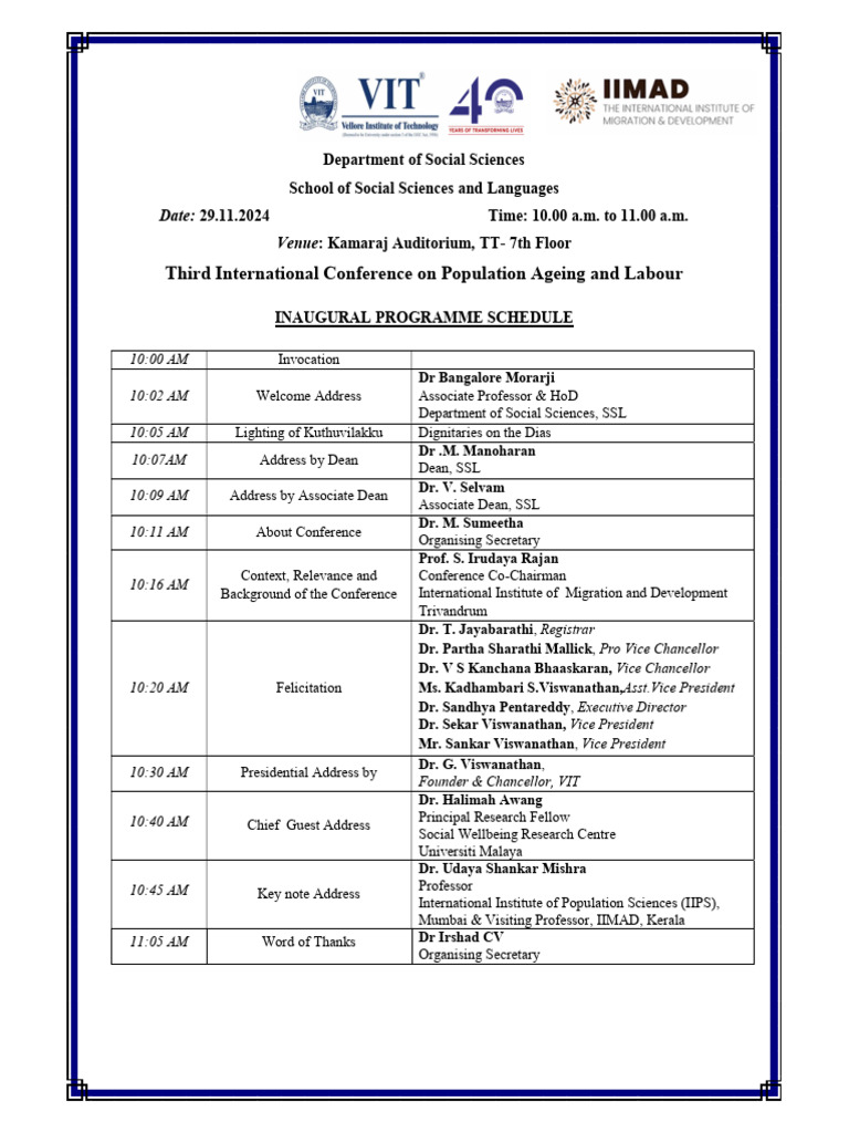 Inaguration Programme Schedule | PDF