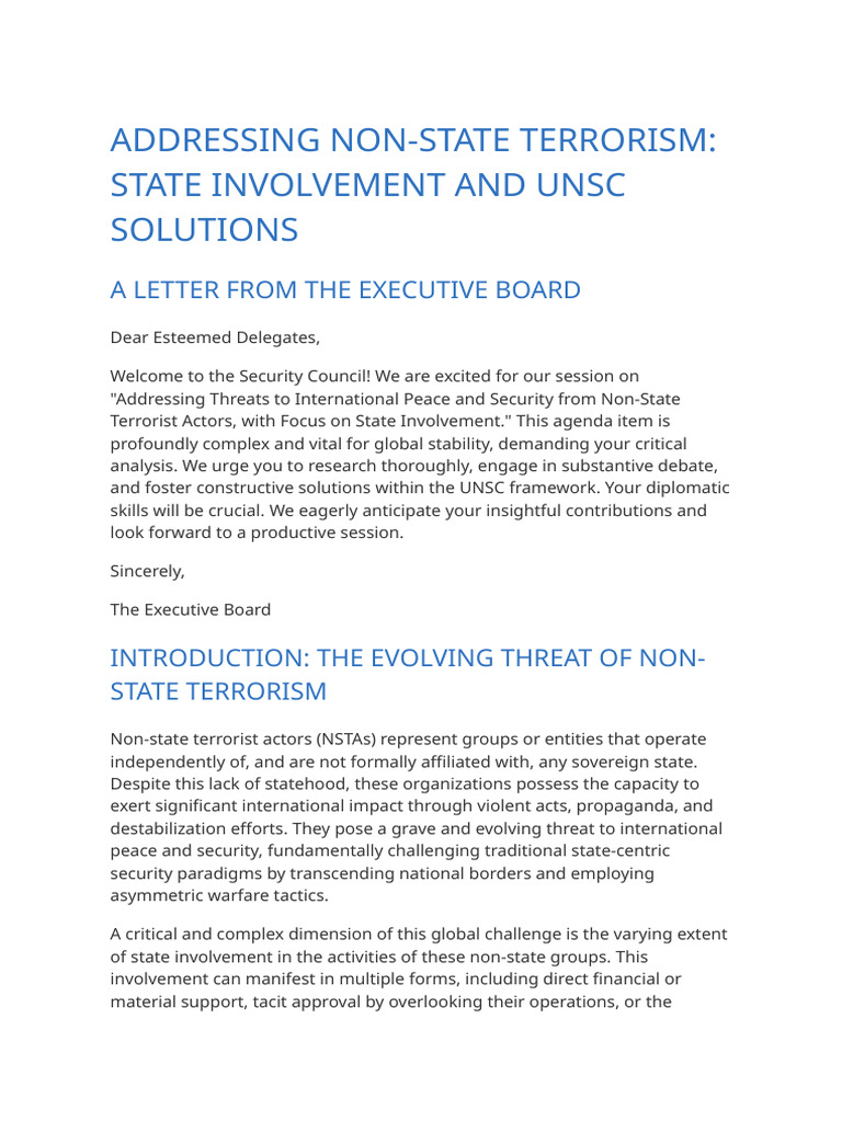 Mun Background Guide - Non-State Actors | PDF | Al Qaeda | World Politics