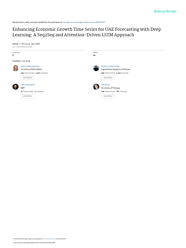 Enhancing Economic Growth Time Series For UAE Forecasting With Deep Learning: A Seq2Seq and ...