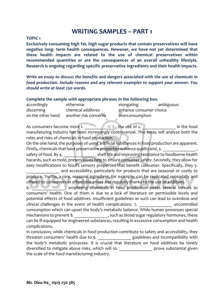 Writing Samples Part 1 Handout | PDF | Teachers | Safety