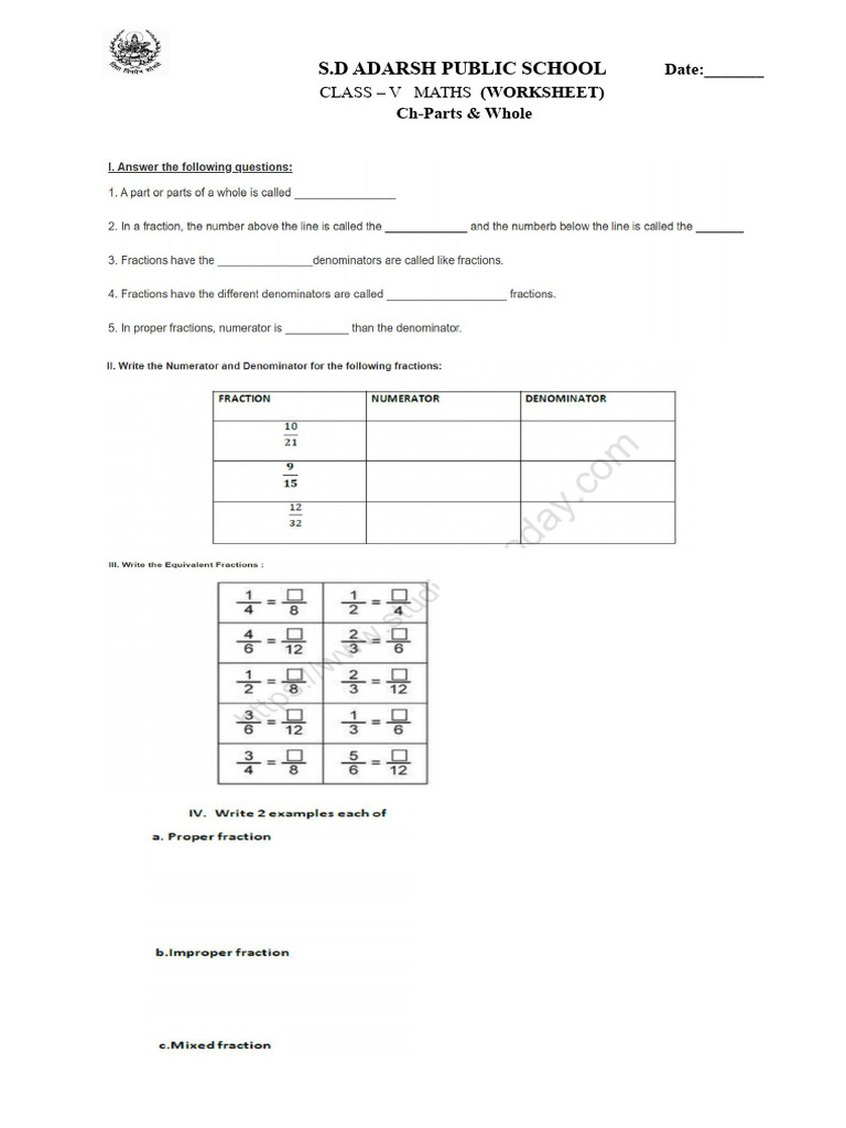 Maths Worksheet Grade-5 | PDF