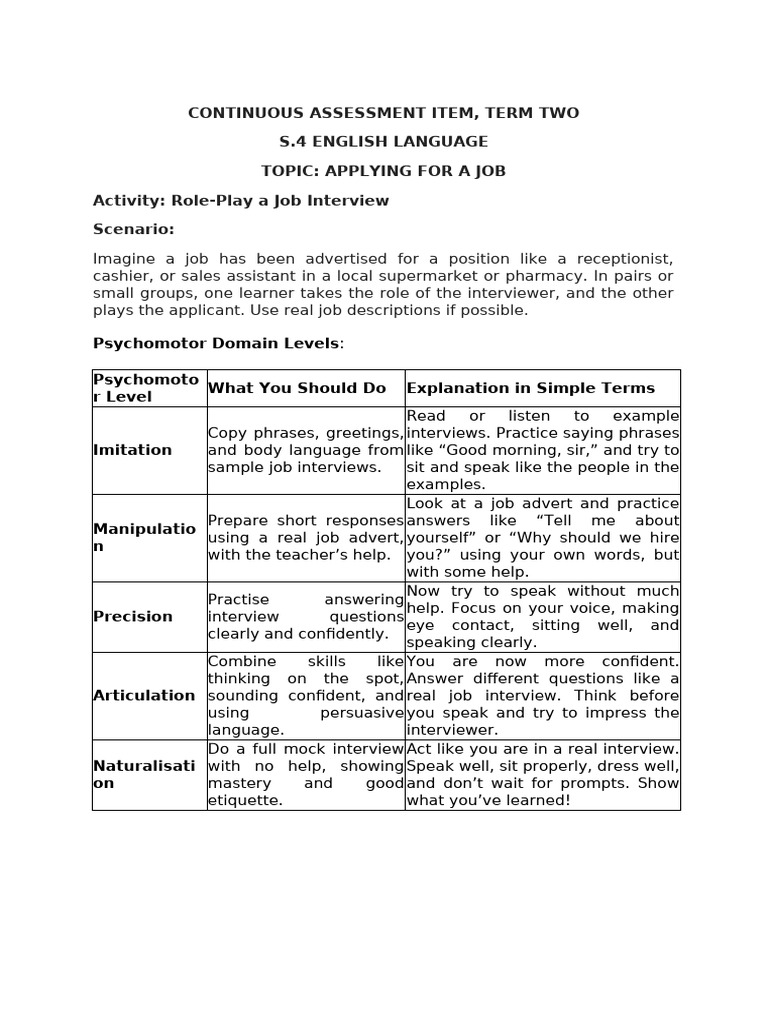 Cai - Applying For A Job | PDF