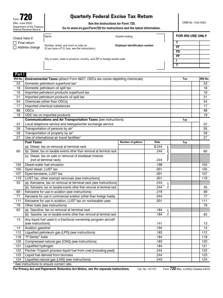 Fillable Form720-2025 | PDF | Irs Tax Forms | Natural Gas