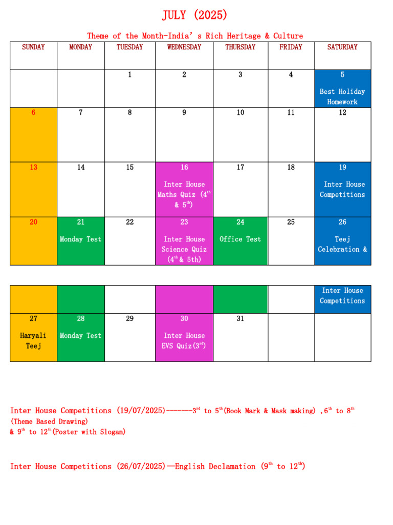 July Annual Calander 2025 | PDF