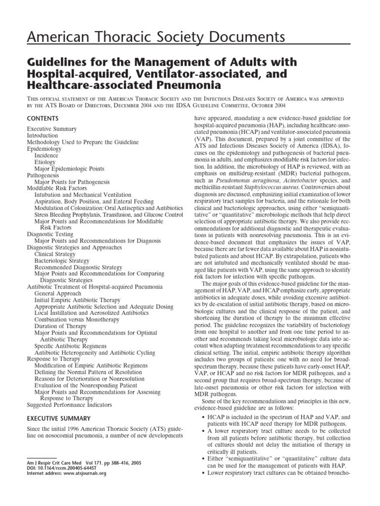 ATS Guidelines For The Management of Adults Withhospital-Acquired ...