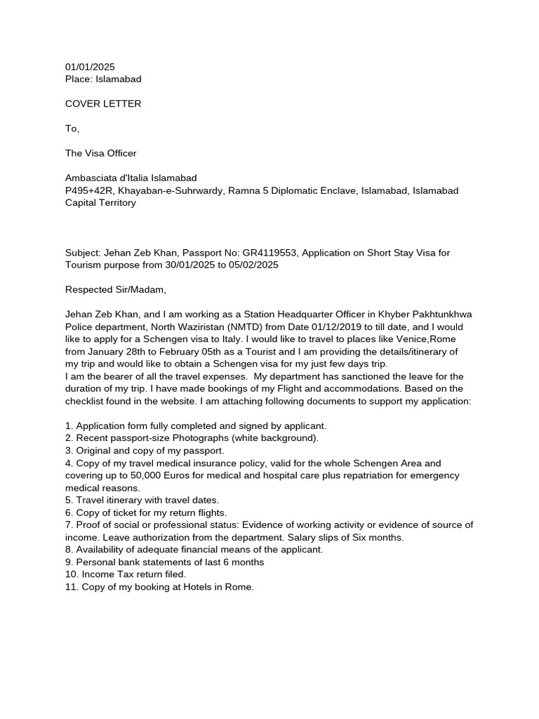 Cover Letter For Jehan Zeb | PDF