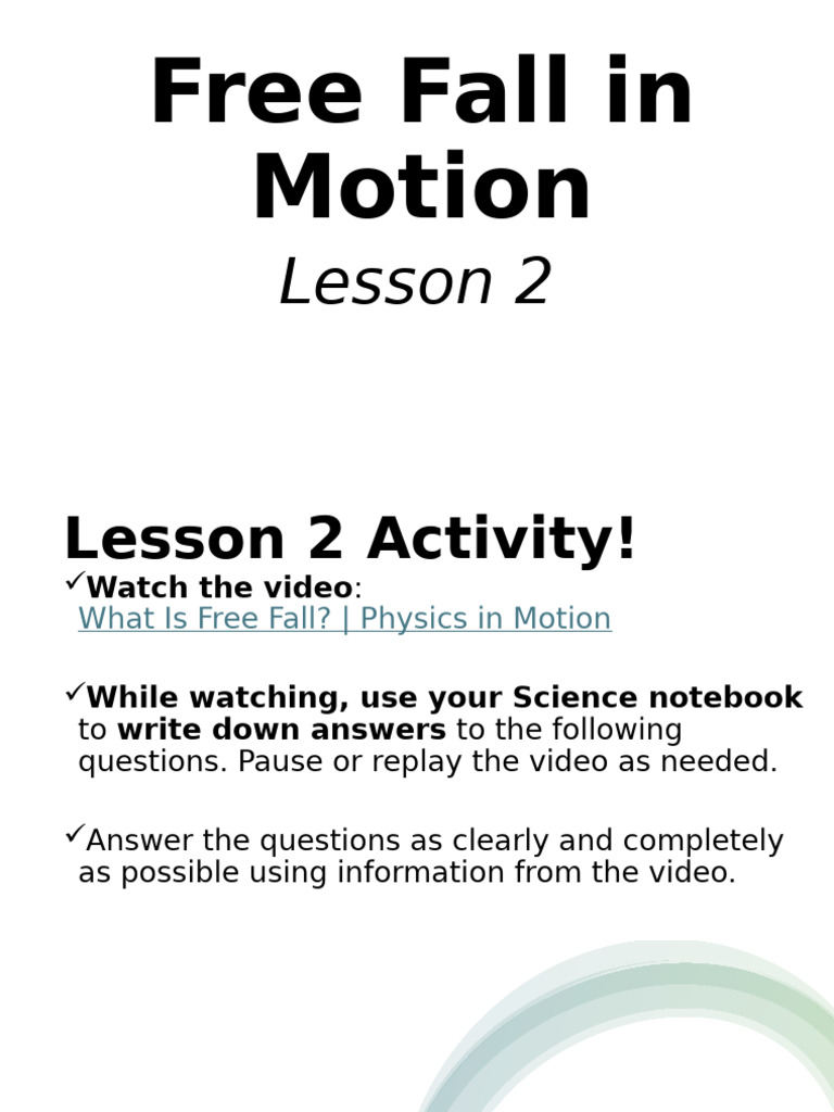 2 EnhancedScience Free Fall in Motion | PDF