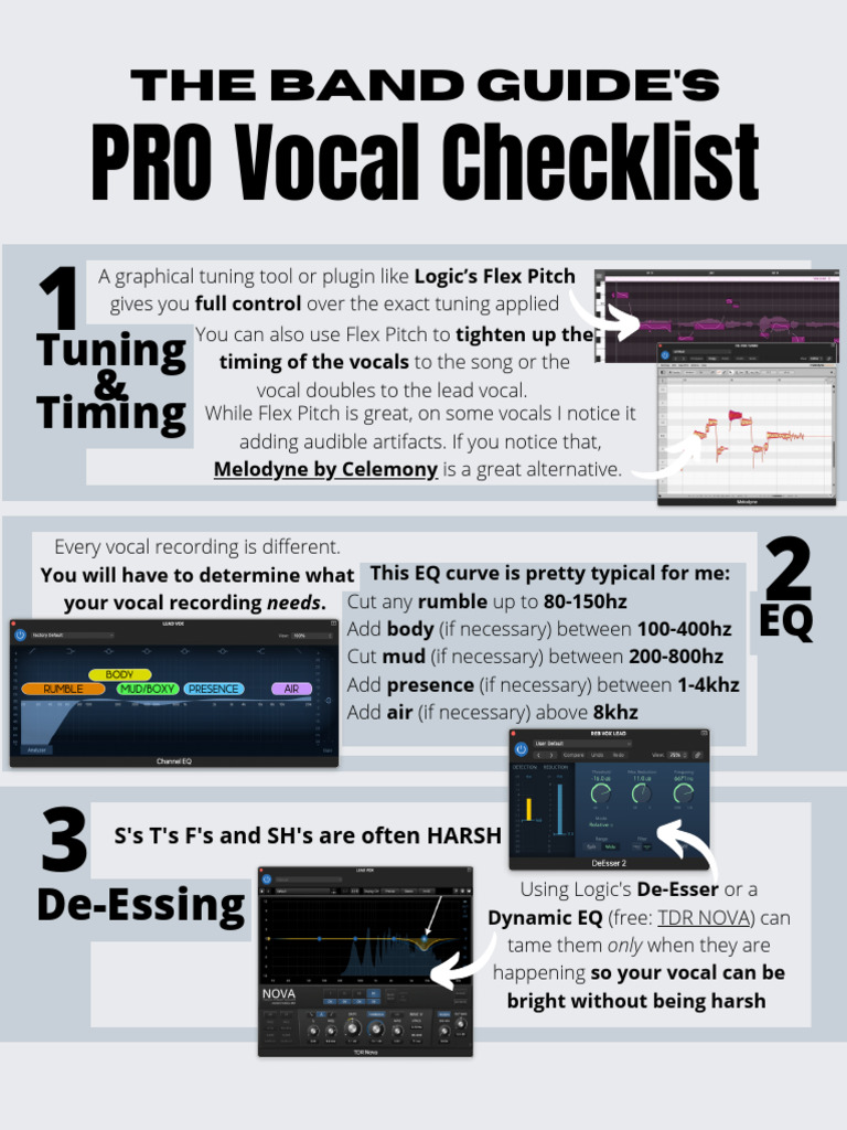 Mixing Vocal Checklist Logic Edition | PDF | Audio Electronics | Sound ...