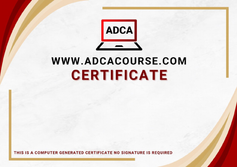 Adca Certificate | PDF