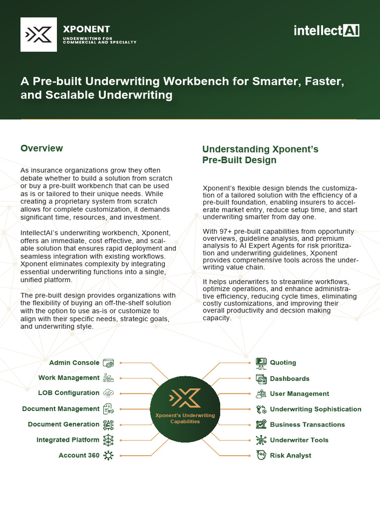 Xponent A Pre Built Underwrting Workbench | PDF | Underwriting | Insurance